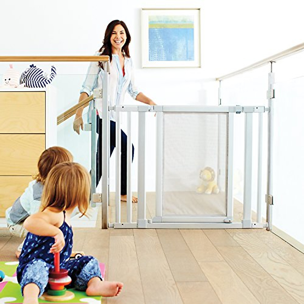 Munchkin® Vibe Baby Gate, Turn Key Mounted Safety Gate for Stairs, Hallways and Doors, Walk Through with Door, Mesh and Steel, Silver Ice , 29x40.5 Inch (Pack of 1)