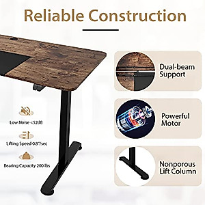 Tangkula 55 x 28 Inch Large Electric Standing Desk, Height Adjustable Sit to Stand Desk with Powerful Motor & Anti-Collision Design, Ergonomic Stand Up Workstation with Metal Frame, Home Office Desk