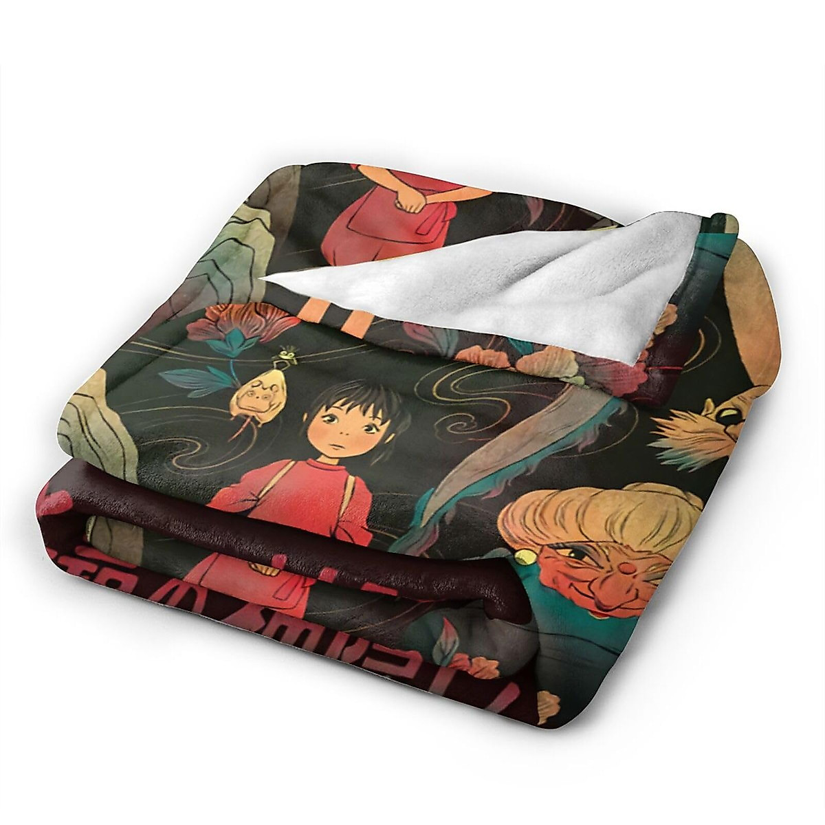 NVBCXVN Flannel Spirited Anime Away Toto'ro Blankets Lightweight Soft Warm Blanket Plush Air Conditioned Throw Blankets for Teen Couch Bed Sofa Living Room Chair 40""x30"", Black 1