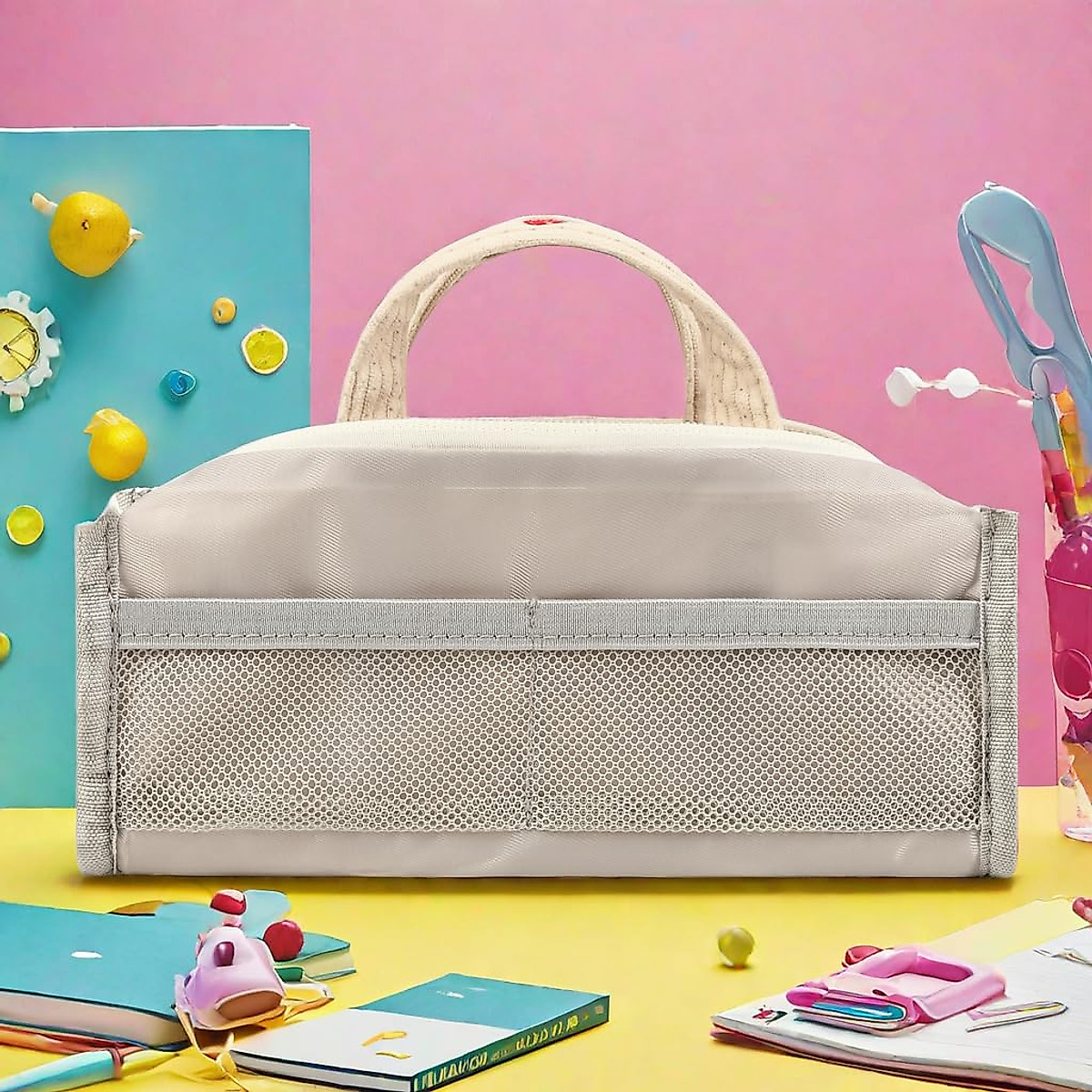 CAMTOP Pencil Case Pouch for Girls Cute Small Pencil Box School Stationery for Teen Student Kids (Strawberry Beige)