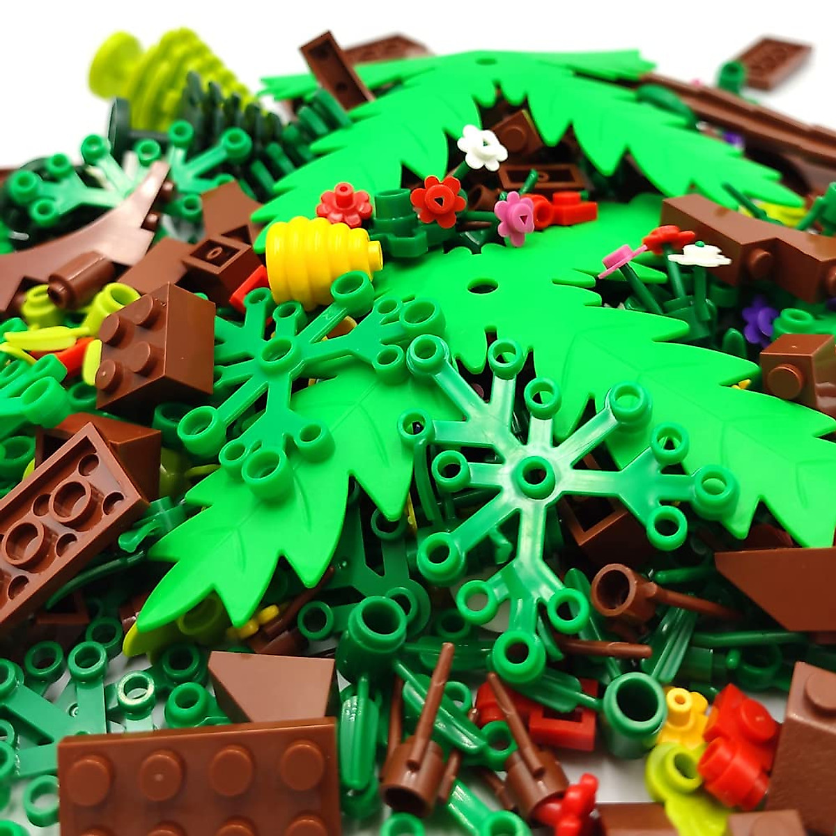 ZHX Garden Park Building Block Parts Botanical Scenery Accessories Plant Set Building Bricks Toy Trees Flowers Compatible All Major Brands (Without Baseplate)