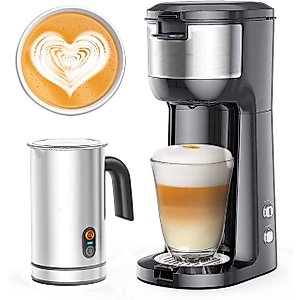 boly Coffee Maker with Milk Frother, Grey…