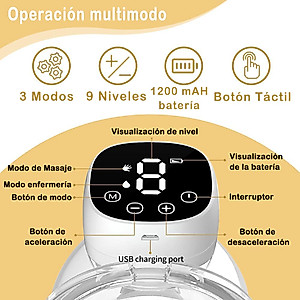 Hands Free Breast Pump Electric,Wearable Breast Pump Portable,Silent Pain-Free Breast Pump HD LCD Display with 3 Mode & 9 Levels - 24 mm Flange (White)