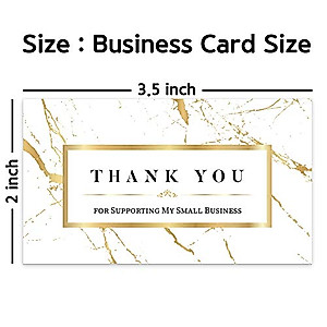 Modern 5th Thank You Cards Small Business – Thank You for Supporting My Small Business Thank You Cards – Gold Marble Matt Design – 3.5 x 2 Inches - 100 pcs – 300GSM Card Stock