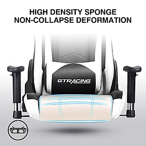 GTRACING Gaming Chair Racing Office Computer Ergonomic Video Game Chair Backrest and Seat Height Adjustable Swivel Recliner with Headrest and Lumbar Pillow Esports Chair (White)