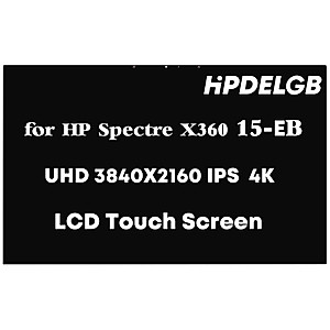 HPDELGB 15-EB Screen Replacement for HP Spectre X360 15-EB 15T-EB100 15-eb0043dx Series L97633-001 L97639-001 LCD Display Touch Screen Digitizer Assembly Replacement no Border 15.6" UHD 3840X2160 IPS