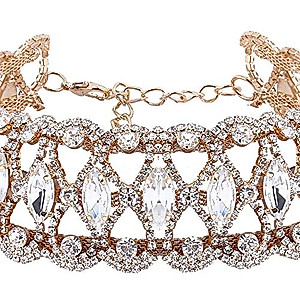 Sexy Rhinestone Choker Necklace for Women Dainty CZ Diamond Gem Chokers for Women - BLACK