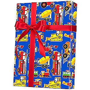 Toy Trucks Big Rig Rolled Gift Wrap Paper - 24" x 15'