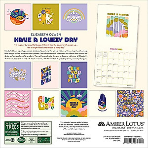 Elizabeth Olwen 2023 Wall Calendar: Have A Lovely Day | 12" x 24" Open | Amber Lotus Publishing