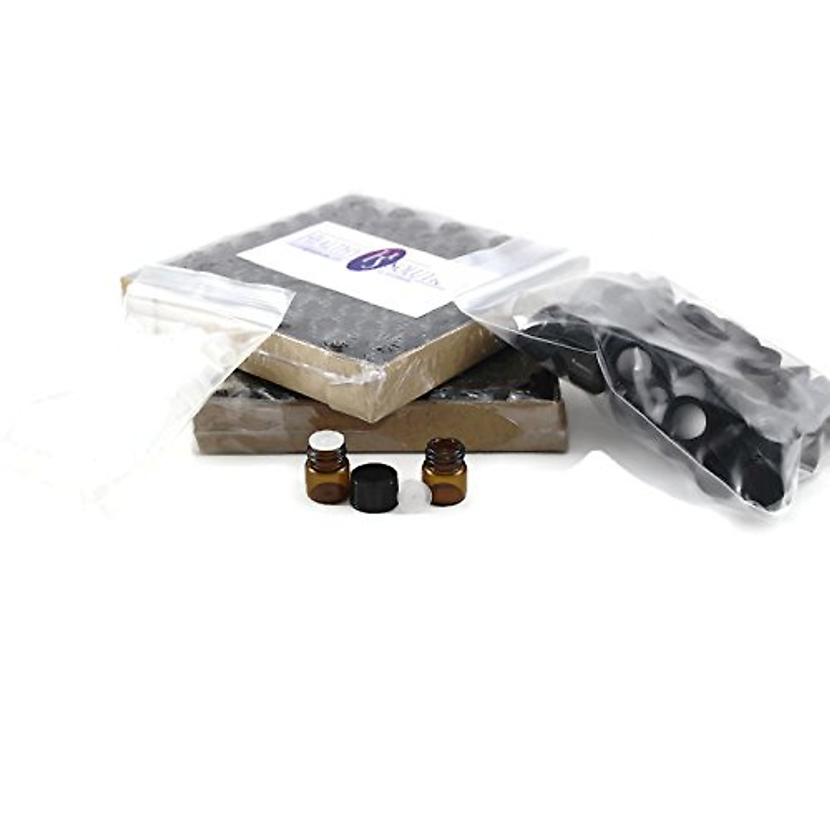 HS HEALTHY SOLUTIONS GLASSWARE WWW.EOILGLASSWARE.COM 1/4 Dram (1ml) AMBER Glass Vial (144)- Flat Black Screw Cap w/Orifice Reducer and Seal - Pack of 144