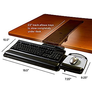 3M Easy Adjust Keyboard Tray, Adjustable Platform, 23-Inch Track, Black (Akt150le)