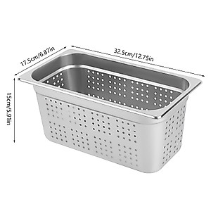 Steam Table Pan/Hotel Pan, 2-Pack 1/3 Size 6in Deep Food Pan for Commercial/Personal, 6L/6.34Qt Anti-Jam Perforated Stainless Steel Steam Pan for Restaurant Hotel Buffet Canteen to Drain/Wash/Steam