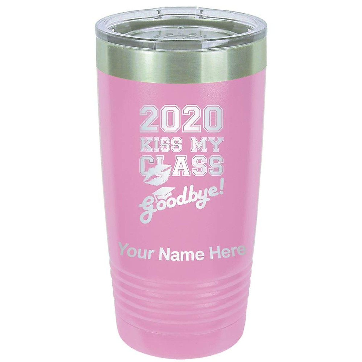 LaserGram 20oz Vacuum Insulated Tumbler Mug, Kiss My Class Goodbye 2023, 2024, 2025, 2026, 2027, Personalized Engraving Included (Light Purple)
