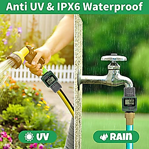Geevon Water Flow Meter Garden Hose Water Meter, Standard 3/4" Hose Thread, High Accuracy & IPX6 Waterproof, Suitable for Garden Watering, Pool, RV Filling