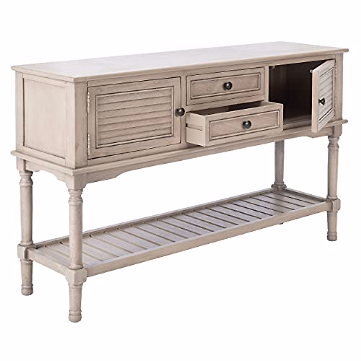 Safavieh Home Collection Tate Greige 2-Drawer Bottom Shelf 2-Door Console Table