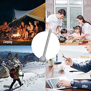 TiTo Titanium Long Handle Spork and Spoon Eco-Friendly Ultralight Portabale Flatware for Outdoor Camping Backpacking Hiking Travel Picnic Tableware with Bag(Spork)