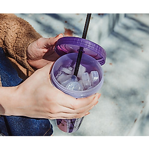 Toynk Disney The Nightmare Before Christmas Jack Skellington Color-Changing Plastic Travel Tumbler | Includes Reusable Straw, Leak-Resistant Lid, Fake Ice Cubes | Holds 24 Ounces