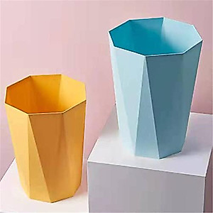 Diamond Shape Trash can Without Cover, Plastic Material is Strong and Durable, Simple Geometric Office Wastebasket, Suitable for Families, bathrooms, Kitchens, Dressers, bedrooms, Light Blue