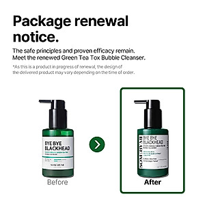 SOME BY MI Bye Bye Blackhead 30 Days Miracle Green Tea Tox Bubble Cleanser - 4.23 Oz, 120g - Korean Face Wash for Removing Blackhead - Daily Pore Minimizer for Face Skin Texture - Korean Skin Care