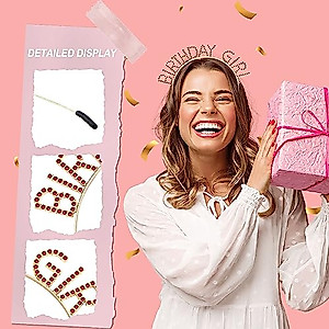 Birthday Headbands for Women Birthday Gold Red Tiaras and Crowns for Women Girls Christmas Birthday Party Decorations Happy Birthday Princess Crown Rhinestone Happy Birthday Accessories Crown