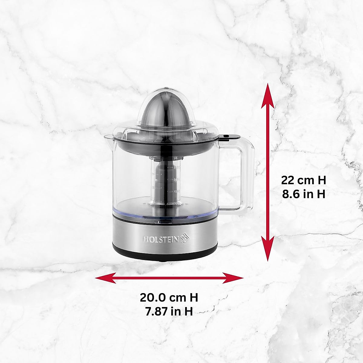 Holstein Housewares 27-oz Electric Citrus Juicer, Black/Stainless Steel - Ideal for Freshly Squeezed Orange, Lemon, Grapefruit Juices for Breakfast or Drinks