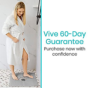 Vive Shower Mat - 22" by 22" Square Non Slip Large Bath Mat for Bathtub - Patented Design - Suction Cup Traction Skid Pad for Stalls Floors Tub - Textured Rubber with Drain Hole