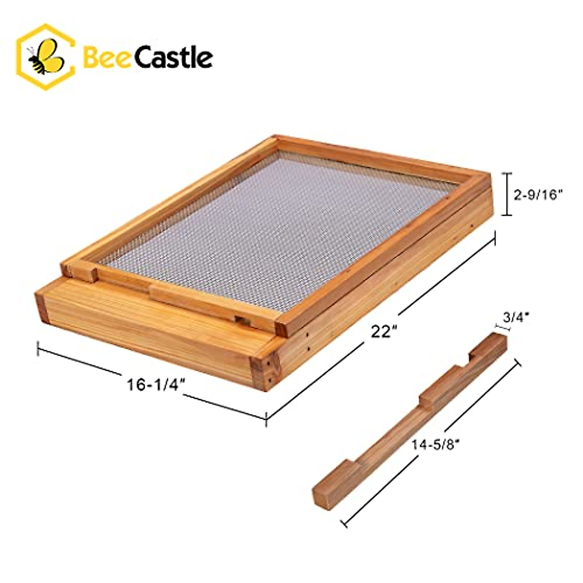 BeeCastle Beehive Screened Bottom Board Dipped in 100% Beeswax,Screened Bottom Board with Solid Wood (10-Frame)