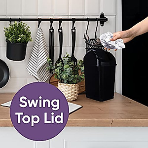 Superio 1.25 Gal Mini Plastic Trash Can with Swing Top Lid Small Waste Bin for Countertop, Desk, Vanity, Bathroom 5 Quart (Black-1 Pack)