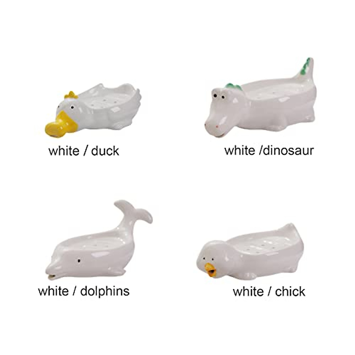 LUZLED Multifunctional Soap Dish Self Draining Soap Holder Saver Cute Pet Shape Soap Rack for Shower Bathroom Tub Kitchen Sink Ceramic Tray Holder for Bathroom Camping Gym（Chick）