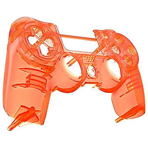 eXtremeRate Transparent Crystal Clear Orange Replacement Faceplate Front Housing Shell Compatible with ps4 Slim Pro Controller CUH-ZCT2 JDM-040/050/055 - Controller NOT Included