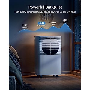 30-Pints Dehumidifier for Basements - 2000 Sq. Ft. Dehumidifier with Auto or Manual Drainage - Compact Dehumidifier with Intelligent Humidity Control | Auto Defrost | Dry Clothes