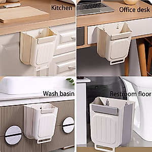 AMANGSCO Kitchen Garbage Can 2 Pcs, 2.9 Gallon Small Hanging Trash Can, Collapsible Kitchen Trash Can, Plastic Trash Bin for Kitchen Under Sink, Office Desk Countertop, Bathroom, Bedroom