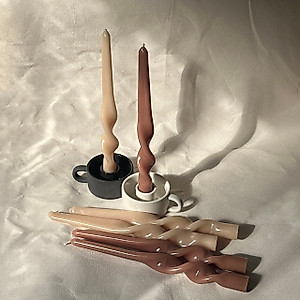 PAMELIFE Spiral Taper Candles - Set of 6 Twisted Candle 9.5 Inch Tall for Home Decoration Holiday Wedding Party(Brown)