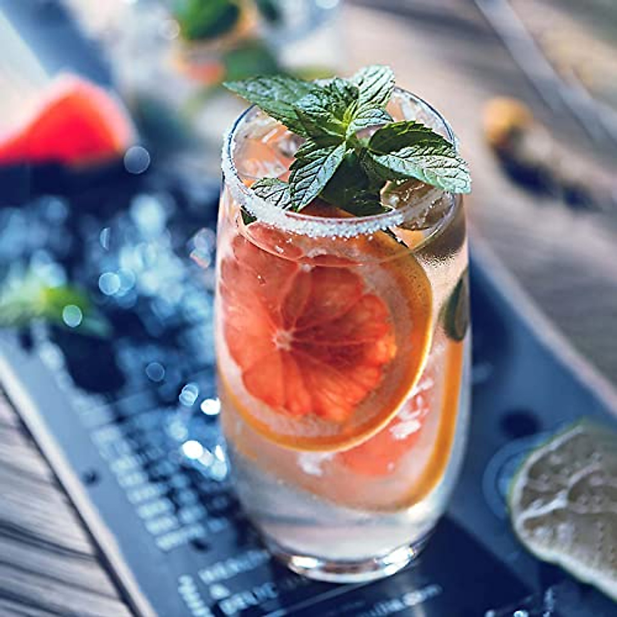 Claplante 12 Pcs Crystal Highball Glasses, 15 oz Drinking Glasses, Tall Glass Sets, Water Glasses, Mojito Glass Cups, Bar Glassware, and Mixed Drink Cocktail Glass Set, Collins Glass Tumblers