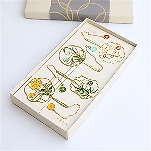 TJLSS Metal Bookmark Fan, Classical Chinese Style Plum, Orchid, Chrysanthemum, Bookmark Creative Small Fresh