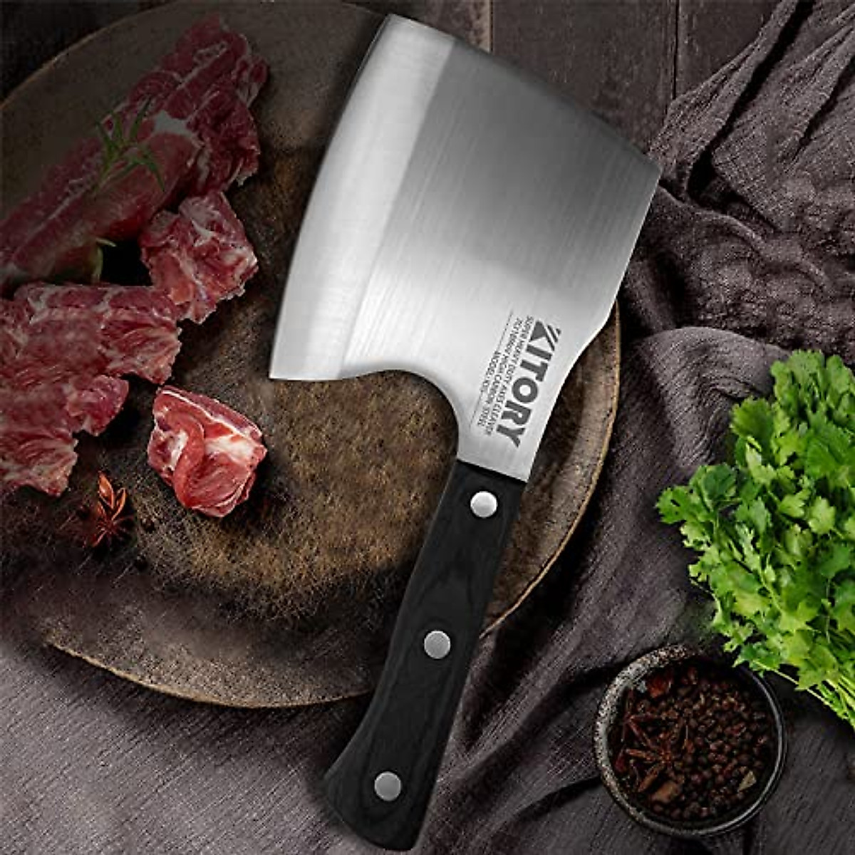 Kitory Super Heavy Duty Meat Cleaver eapecially for big bone and frozen meat - bone breaker - butcher kitchen axe knife - K5S