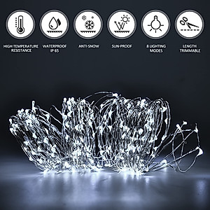 BETELNUT 2 Pack Each 72FT 200LED Solar String Lights Outdoor Garden Waterproof W/ 8 Lighting Modes, Durable Fairy Lights Twinkle Lights for Home Decor Patio Garden Wedding Party (Cool White)