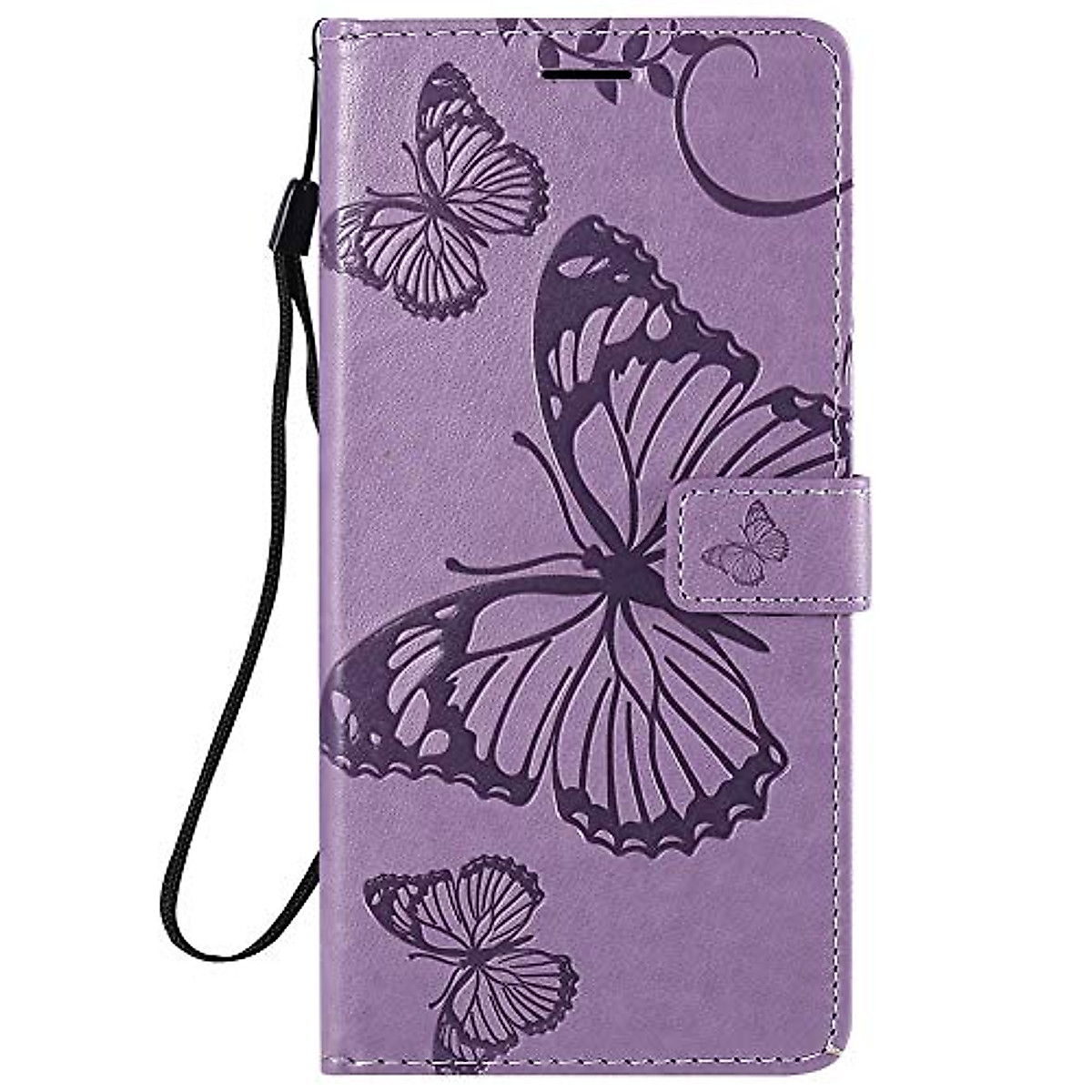 OOPKINS Flip Case for Redmi Note 9S Elegant Embossed Card Slots Bookstyle Wallet PU Leather Magnetic Closure Kickstand Shockproof Cover Skin for Xiaomi Redmi Note 9 Pro Big Butterfly Purple KT