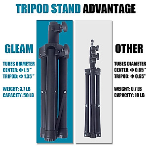 GLEAM Projector Stand Stronger Support Large Tray with Phone Clip 15.5in(L) x 11.5in(W) Height from 24in to 40in for Laptop, Projector, DJ