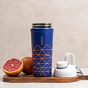 bzyoo 26oz Double-Walled Stainless Steel Insulated Tumbler with Straw Leak Proof Ideal for Smoothies, Ice Tea or Coffee Includes Mixer Ball BPA Free - Spidy Blue