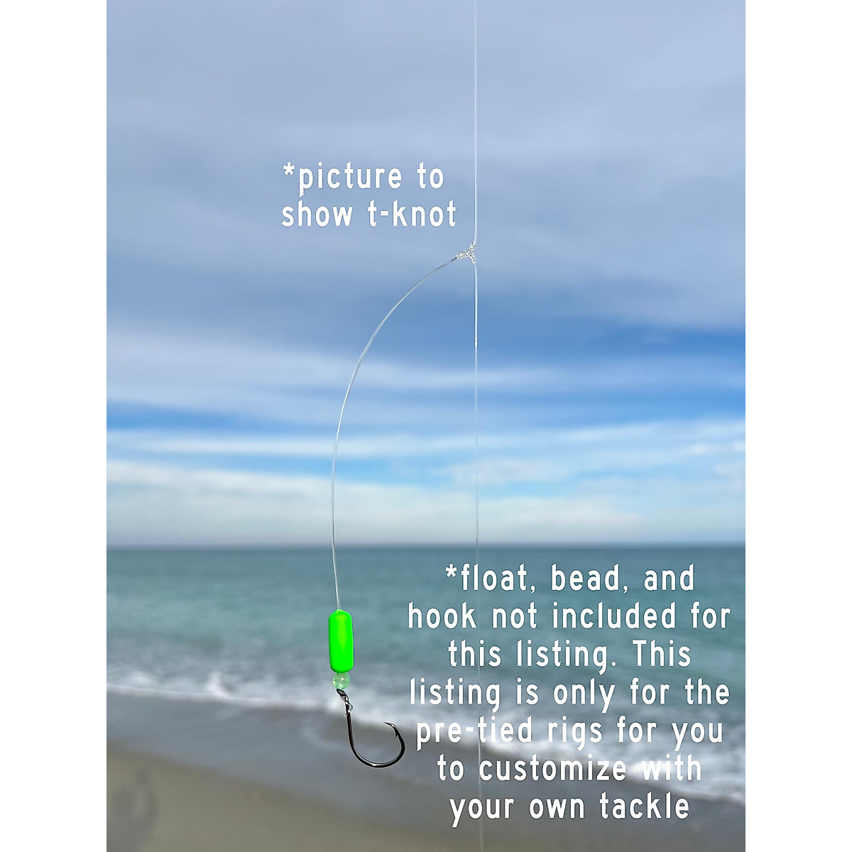 10 Pack Pre-Tied Double Drop Hi-Lo Surf Bait Bottom Fishing Leader Rigs Hand-Tied with T-Knot (30LB Mono)