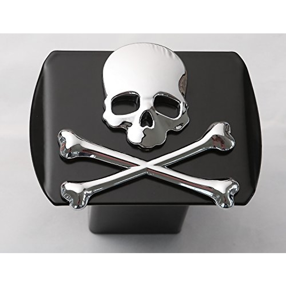 Metal Skull 3D Chrome Bone Metal Emblem on Black Trailer Metal Hitch Cover Fits 2" Receivers New