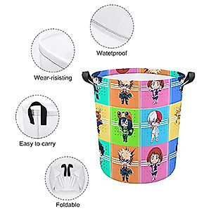 Vivimeng Anime Laundry Basket,Collapsible Laundry Hamper,Foldable Clothes Bag,Portable Dirty Clothes Washing Bin (B)