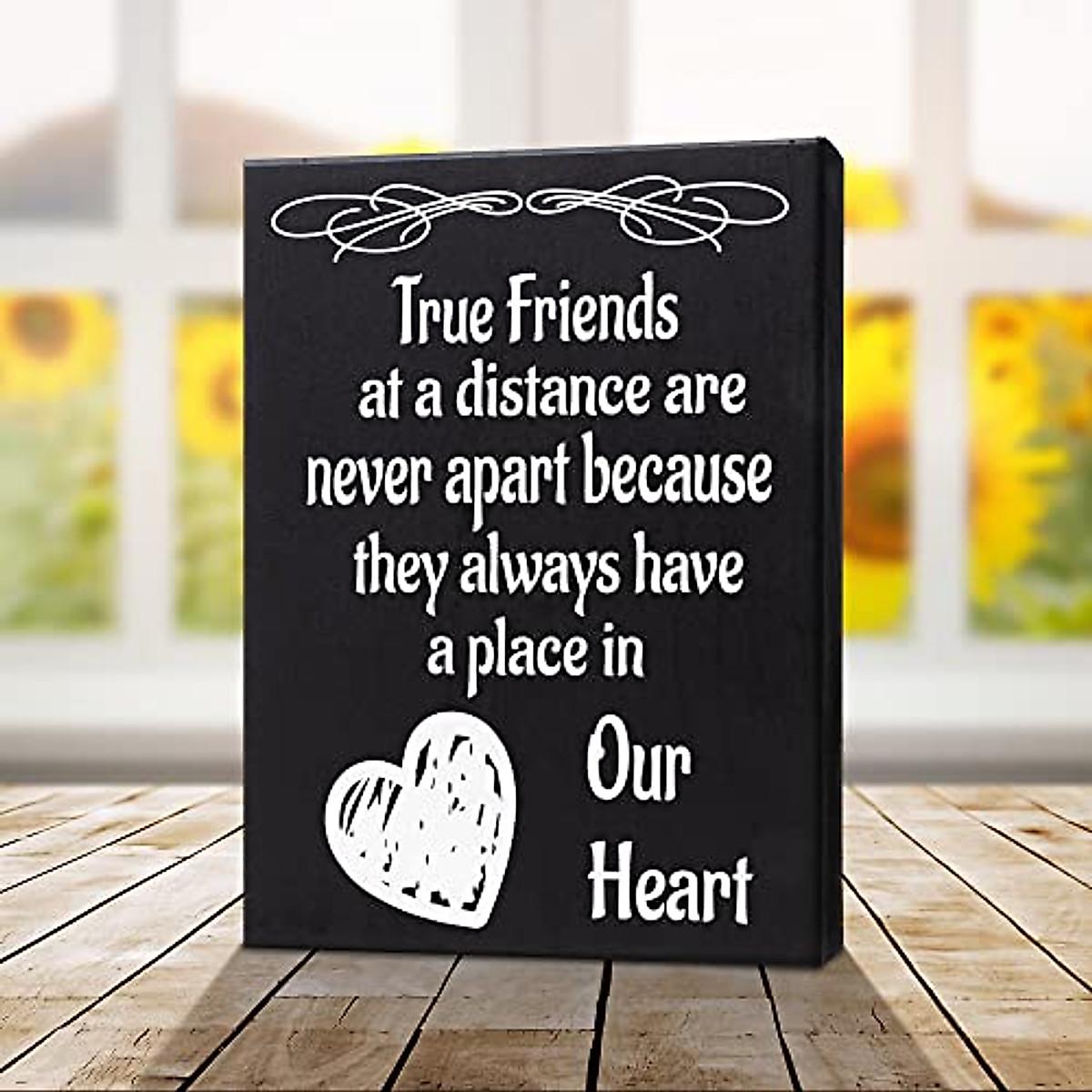 JennyGems Friend Gifts, Friends At a Distance Are Never Apart Wooden Sign, Going Away Gifts for Friends, Wall Hanging and Shelf Decor, Made in USA