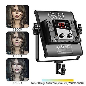 GVM 2 Pack LED Video Lighting Kits with APP Control, Bi-Color Variable 2300K~6800K with Digital Display Brightness of 10~100% for Video Photography, CRI97+ TLCI97 Led Video Light Panel +Barndoor
