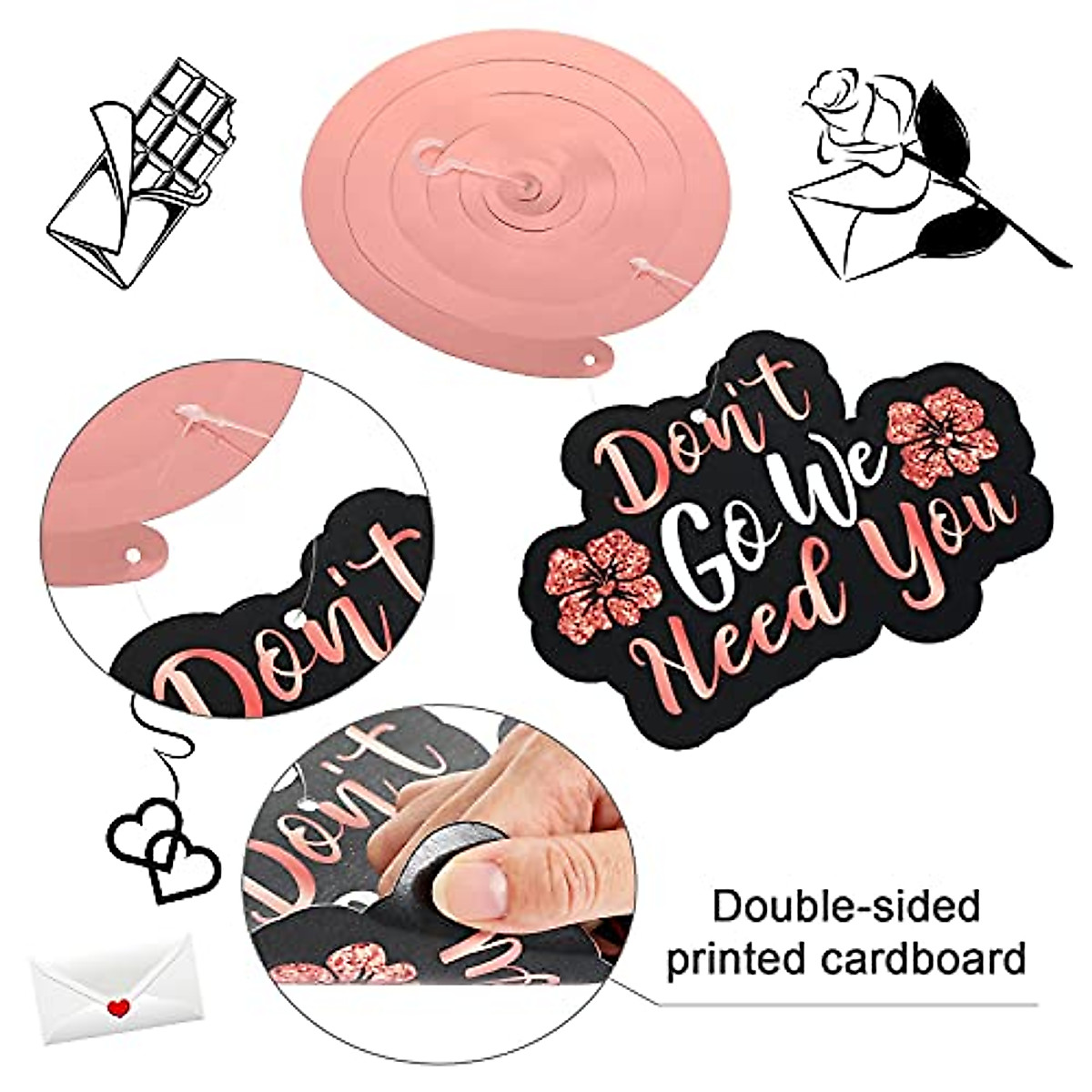 30 Pieces Farewell Party Decorations, Glitter We Will Miss You Sign Going Away Party Foil Ceiling Decor for Retirement Party Bye Office Work Party (Rose Gold)