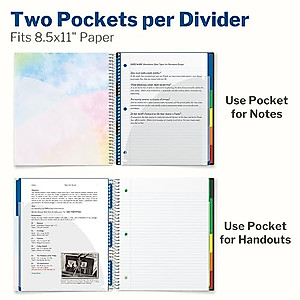 CRANBURY 5-Subject Notebook College Ruled - 400 Pages (200 Sheets) Spiral Notebook 8.5 x 11 with Tabs, Pockets, Movable Dividers, Dual Poly Covers, School Supplies Multi Subject Notebook