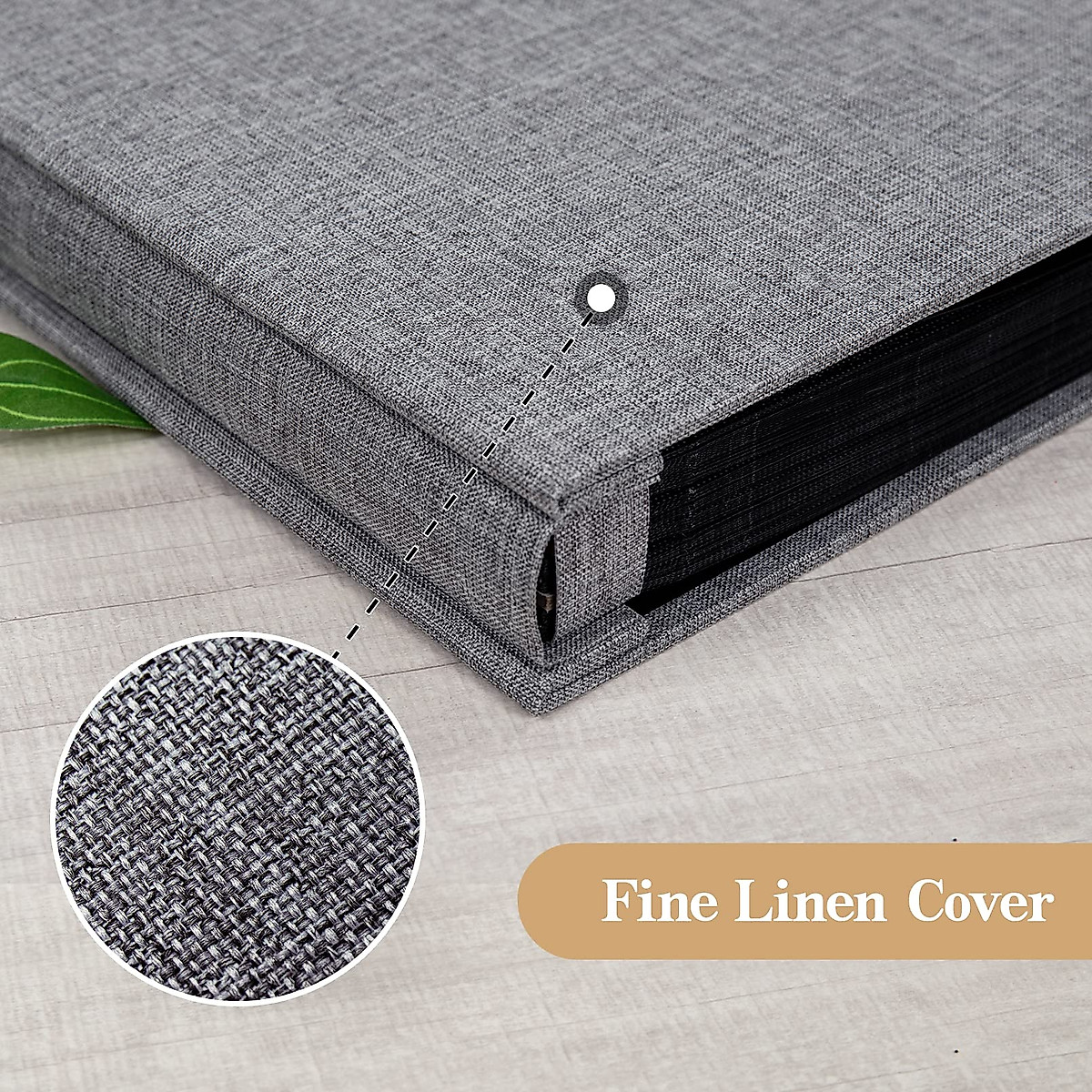 potricher Linen Hardcover Photo Album 4x6 600 Photos Large Capacity for Family Wedding Anniversary Baby Vacation (Gray, 600 Pockets)