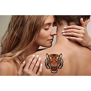 Dopetattoo 6 Sheets Temporary Tattoos Tiger Fake tattoos Neck Arm Chest for Women Men Adults