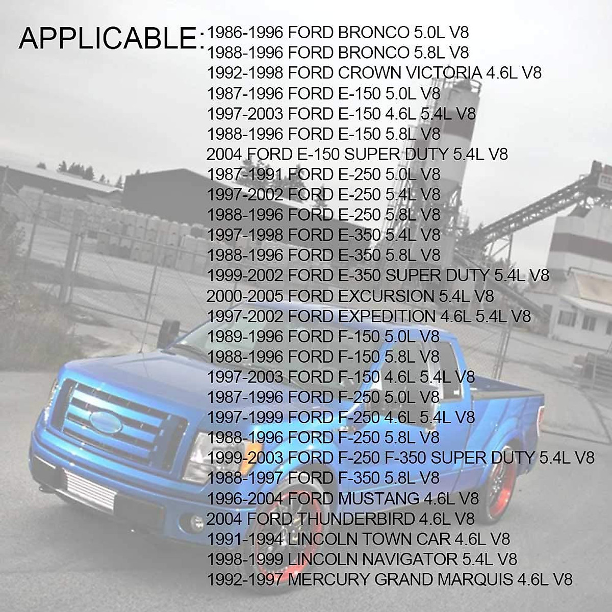 Dasbecan Fuel Injector Compatible with Ford Bronco Crown Victoria E150 E250 E350 Excursion Expedition F150 F250 F350 Mustang Thunderbird Lincoln Town Car 1986-2005 Replaces# 0280150943 Set of 8